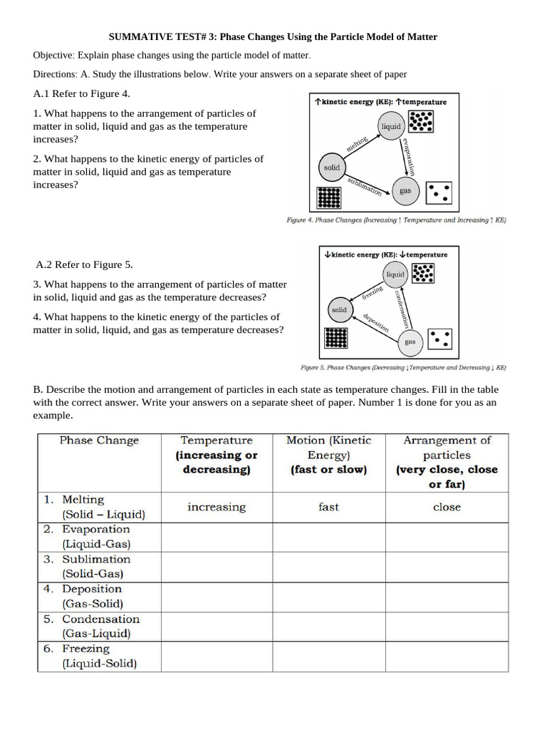 Summative Test#3 - Phase Change | PDF