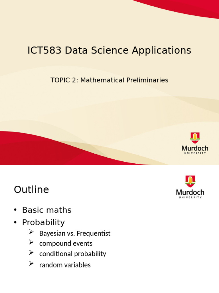 L2 - Mathematical Preliminaries | PDF | Probability Distribution | Random Variable