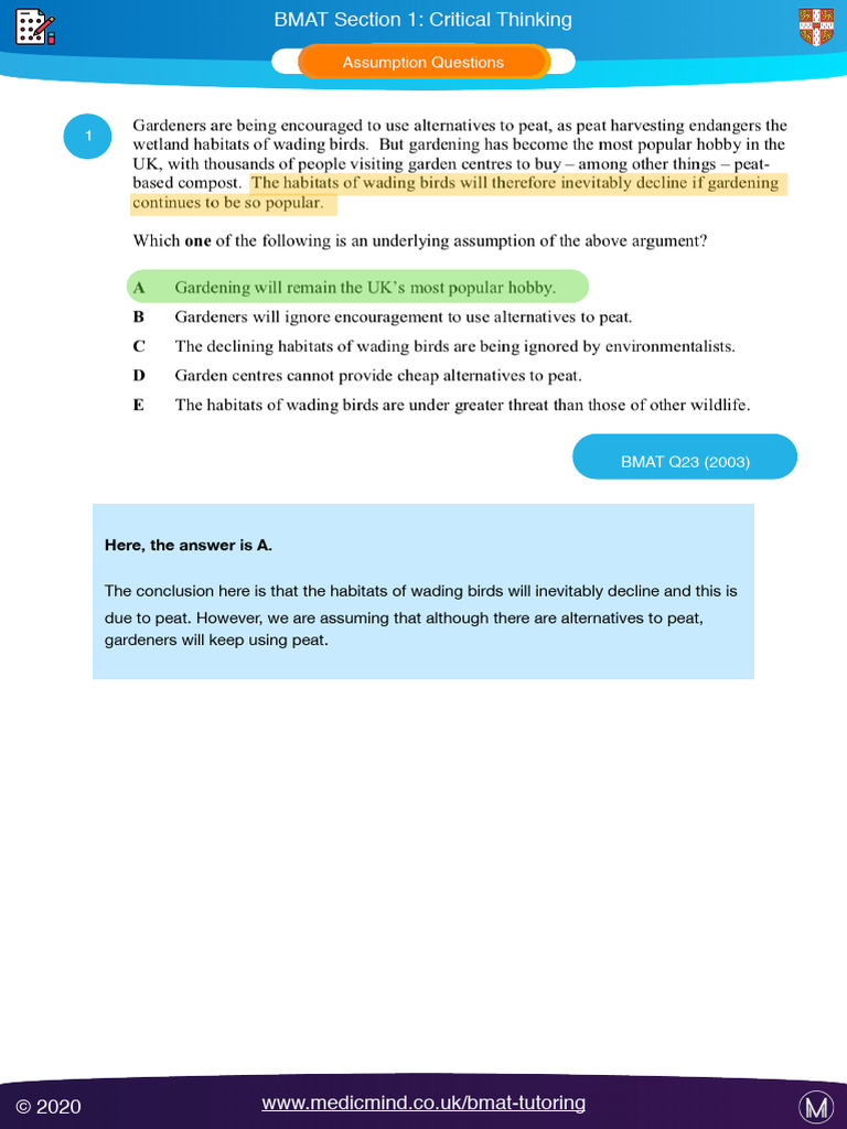 Assumption Questions | PDF | Argument | Critical Thinking