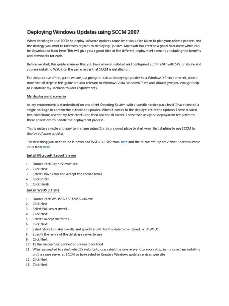 Deploying Windows Updates with SCCM 2007 | PDF | Microsoft Windows ...