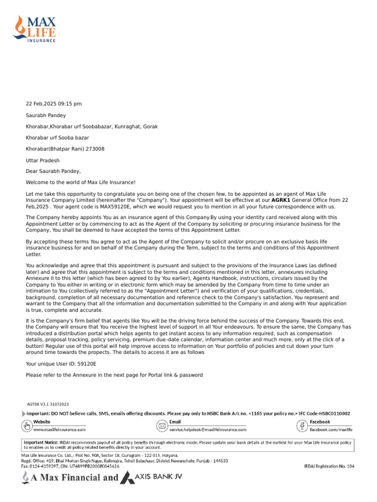 Appointment Letter & Application Form | PDF | Insurance | Indemnity