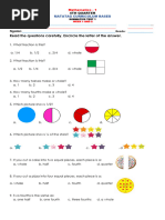 1st Grade Math: Fractions Test 1 | PDF | Mathematics