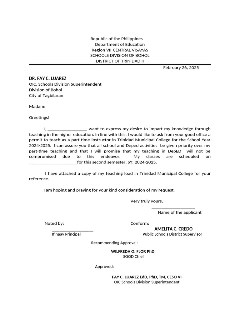 Part Time Request Letter | PDF