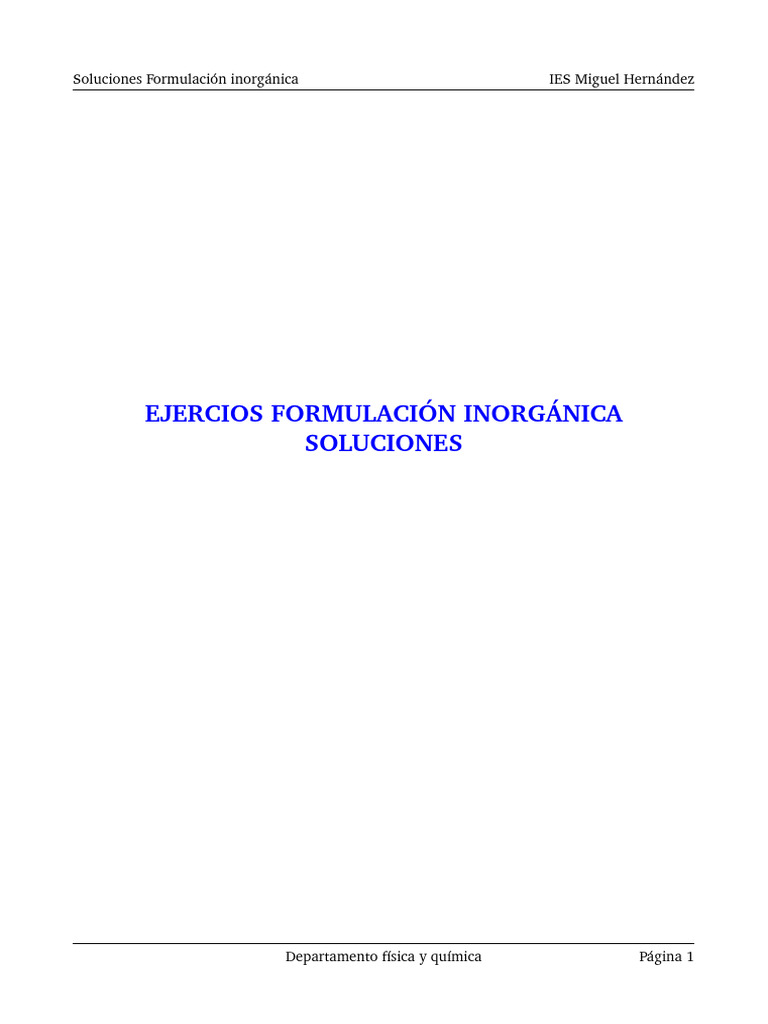 Soluciones Ejercicios Formulación Inorgánica | PDF | Hidróxido | Ácido