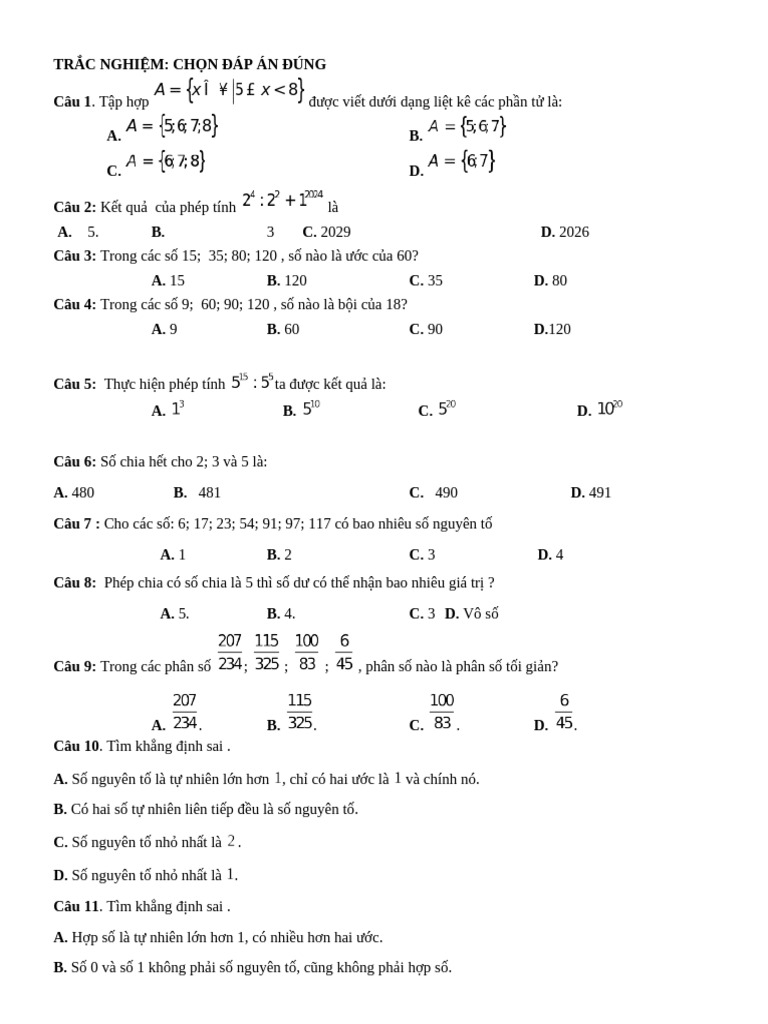 BT Ôn Toán 6 Gki | PDF