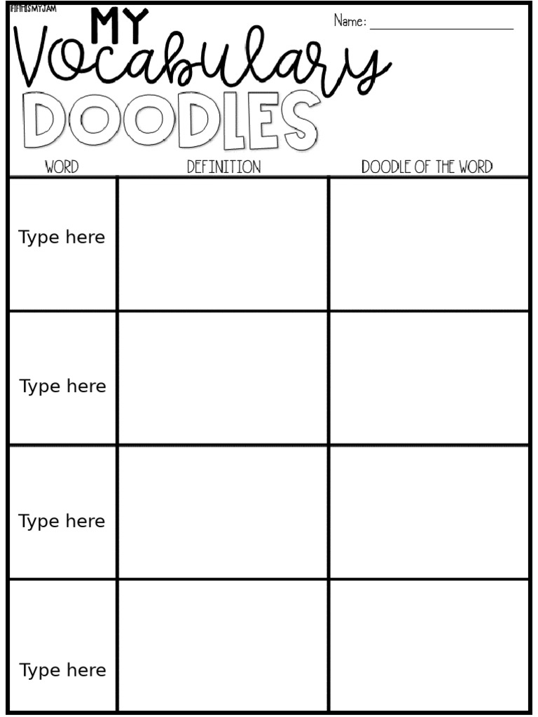 Vocabulary Doodle Graphic Organizers Freebie Edit Able | PDF