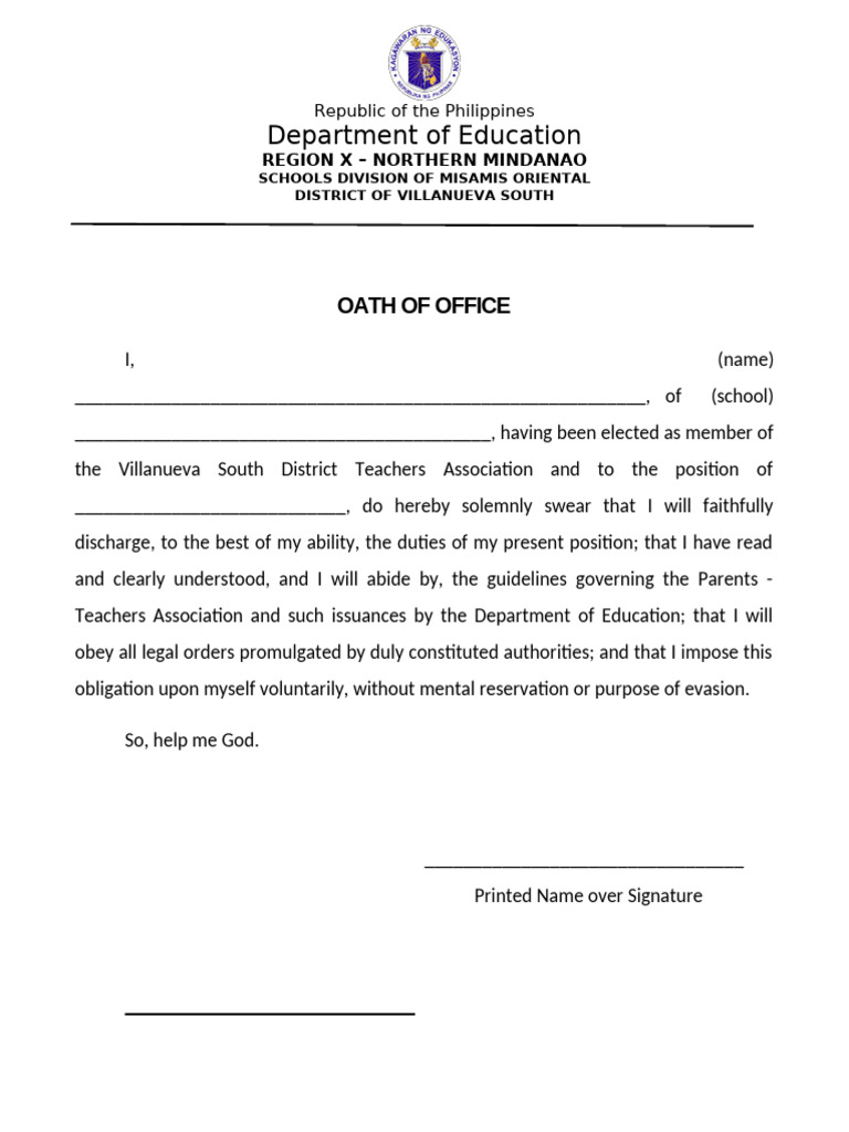 Oath of Office Form | PDF