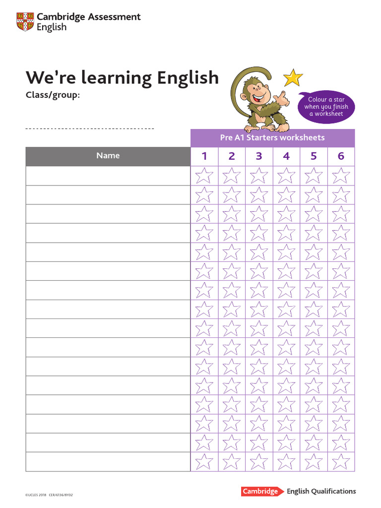 CER 6136 8Y02 Progress Chart CLASS A3 PreA1Starters | PDF