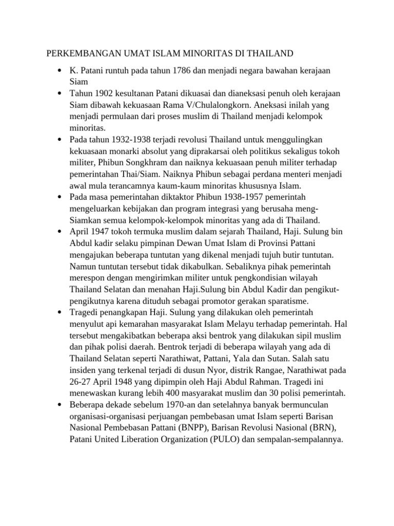 Perkembangan Umat Islam Minoritas Di Thailand | PDF