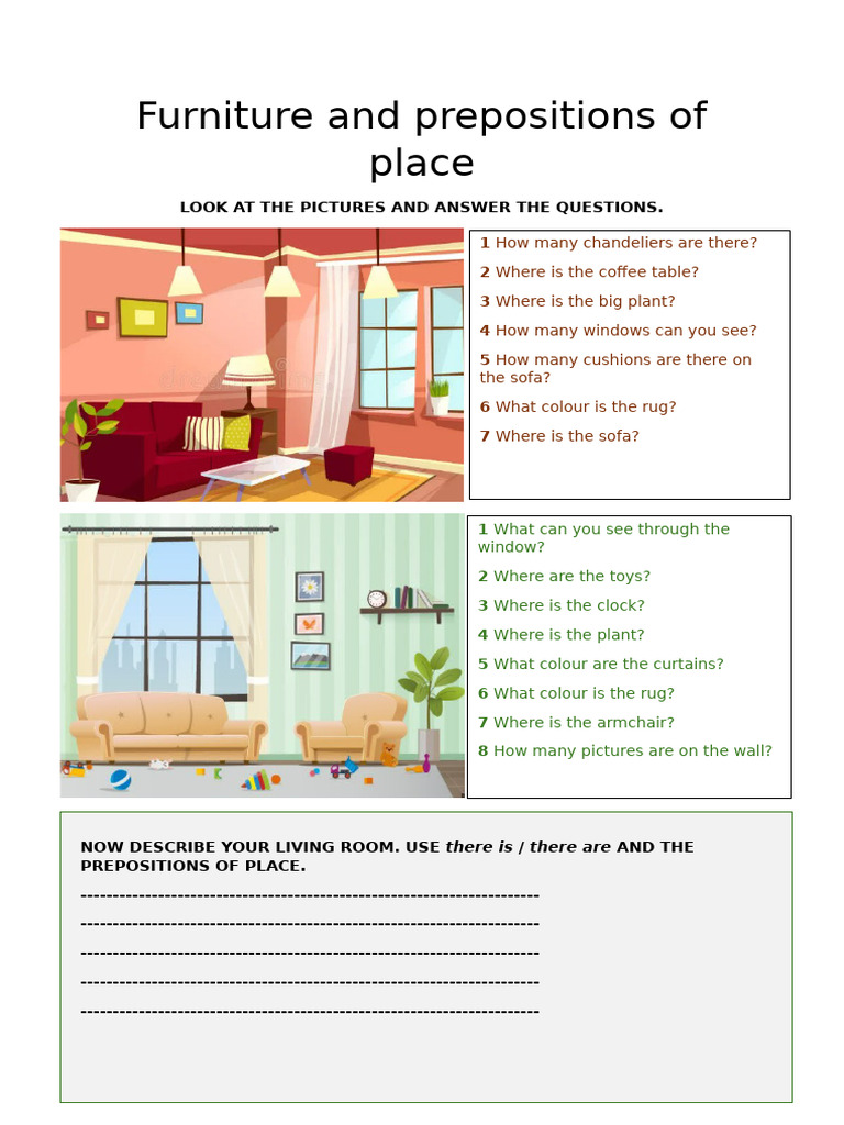 Furniture and Prepositions of Place - 157914 | PDF