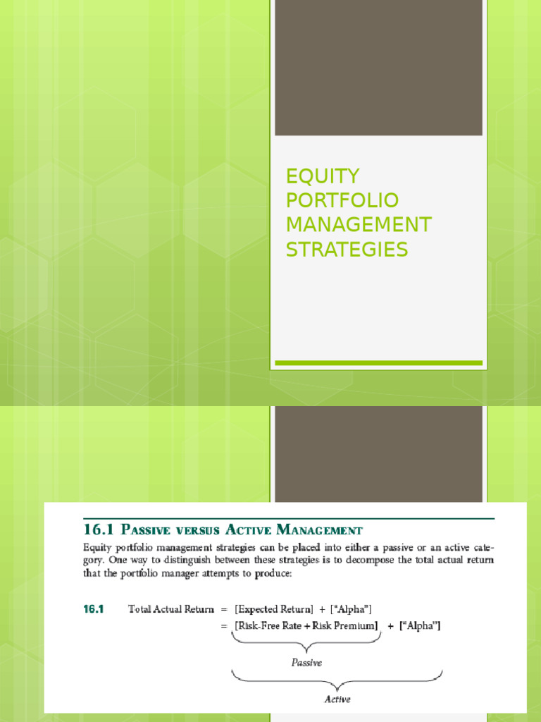 Equity Portfolio Management Strategies | PDF