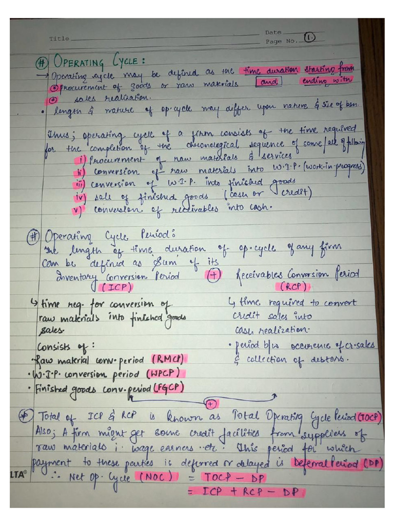 Operating Cycle Theory With Ques | PDF