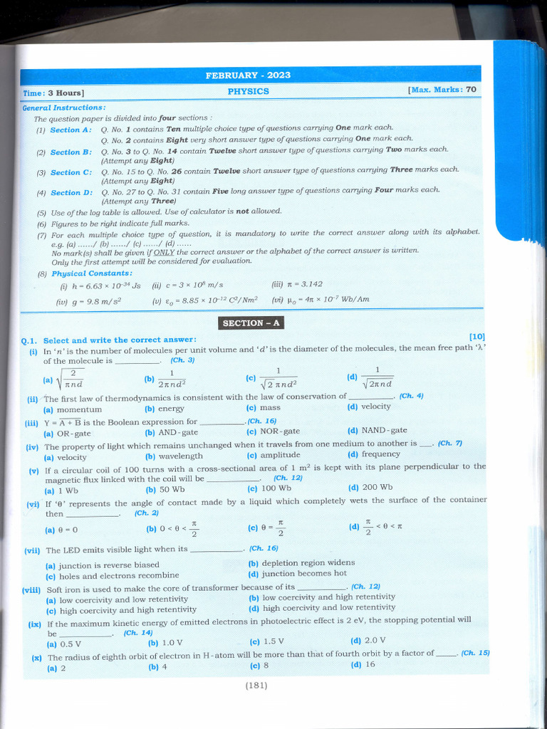 Phy-Feb-2023-Q Paper | PDF