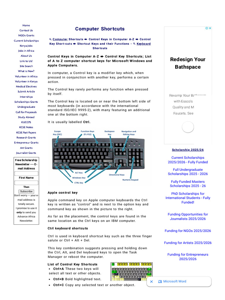 Computer Shortcuts 500+ Computer Shortcut Keys Keyboard Shortcuts | PDF ...