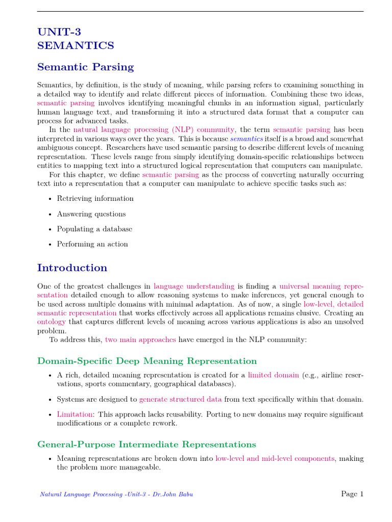 Unit-3 - Semantics Material | PDF | Semantics | Ambiguity
