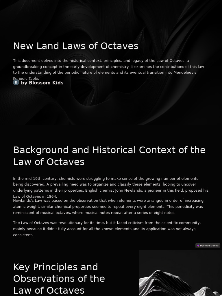 Newlands' Law of Octaves Explained | PDF | Chemical Elements | Periodic ...