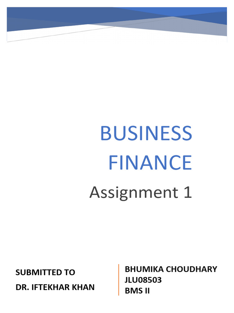 BUSINESS FINANCE ASSIGNMENT 1 | PDF | Market (Economics) | Stocks