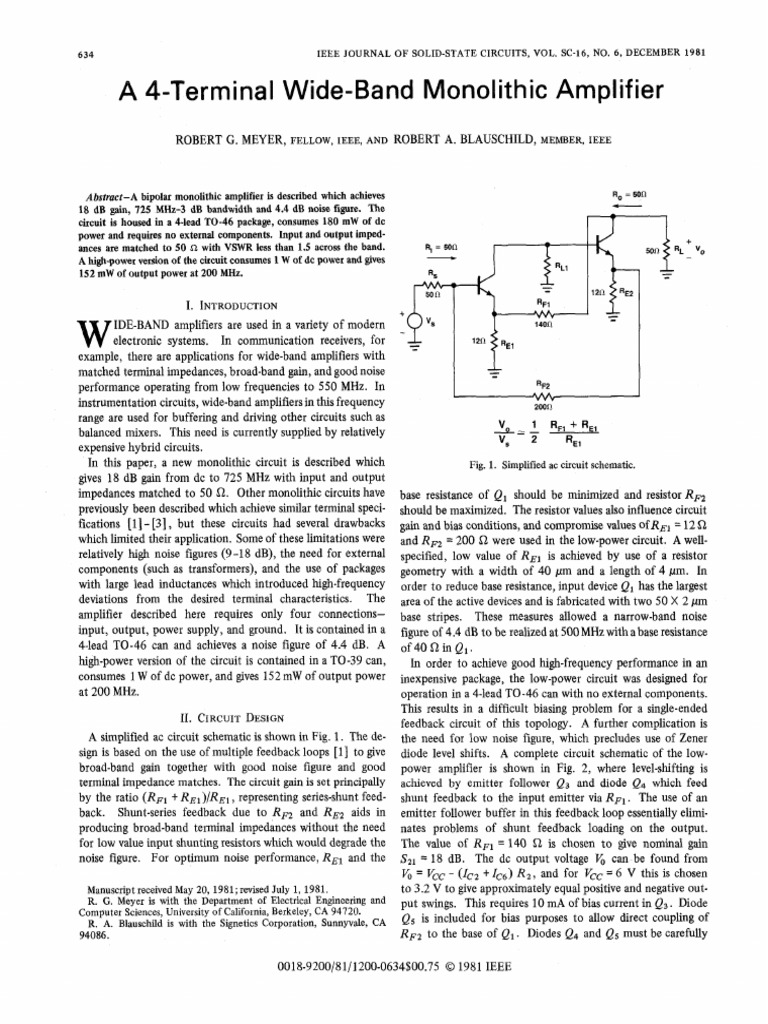 A 4-Terminal Wide-Band Monolithic Amplifier | PDF | Amplifier ...
