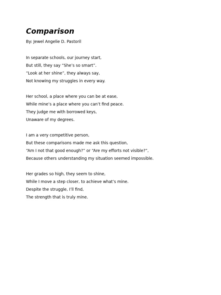 Comparison - Short Poem #2 | PDF