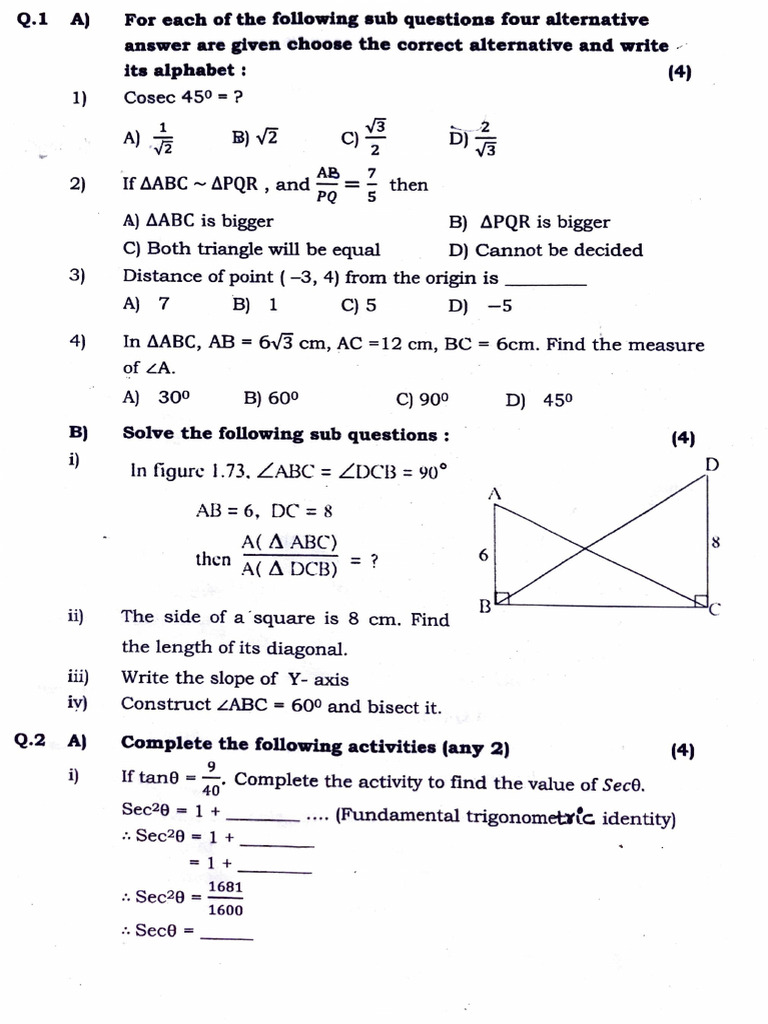 Geometry Chapters 1,2,3,4,5,6 (40 Marks) | PDF | Circle | Slope