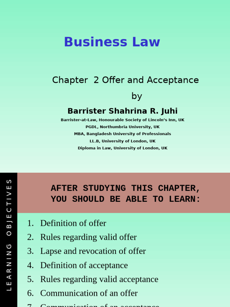 Chapter 2 Offer & Acceptance | PDF