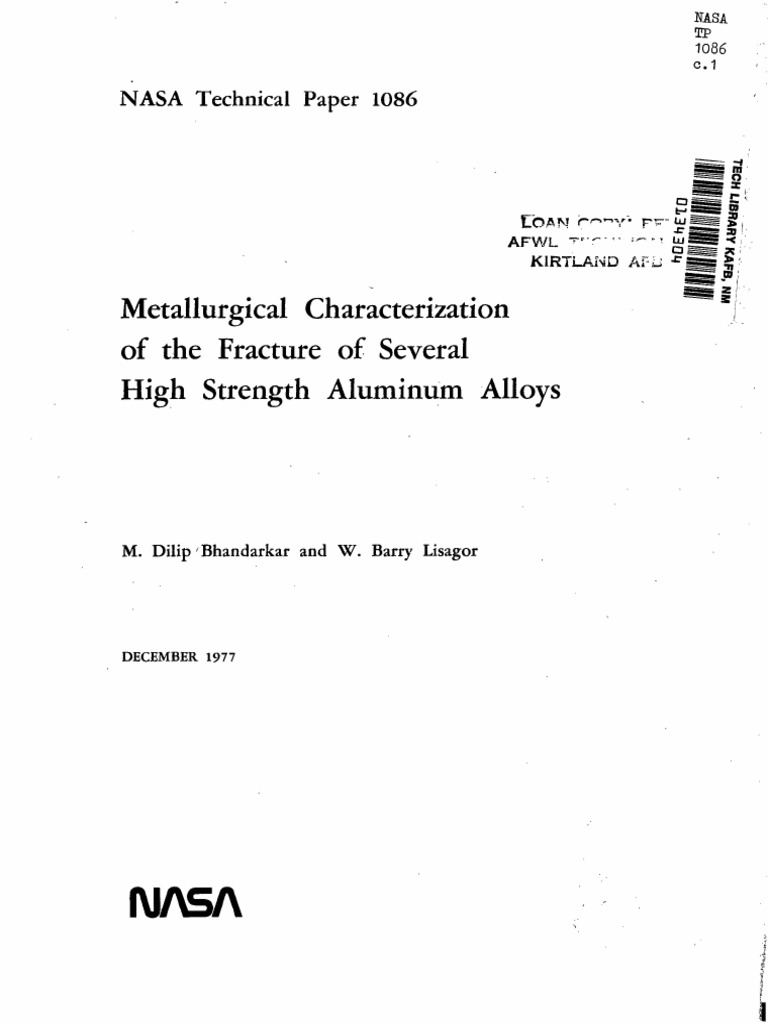 Metallurgical Characterization of the Fracture of Several High Strength Aluminum Alloys | PDF ...