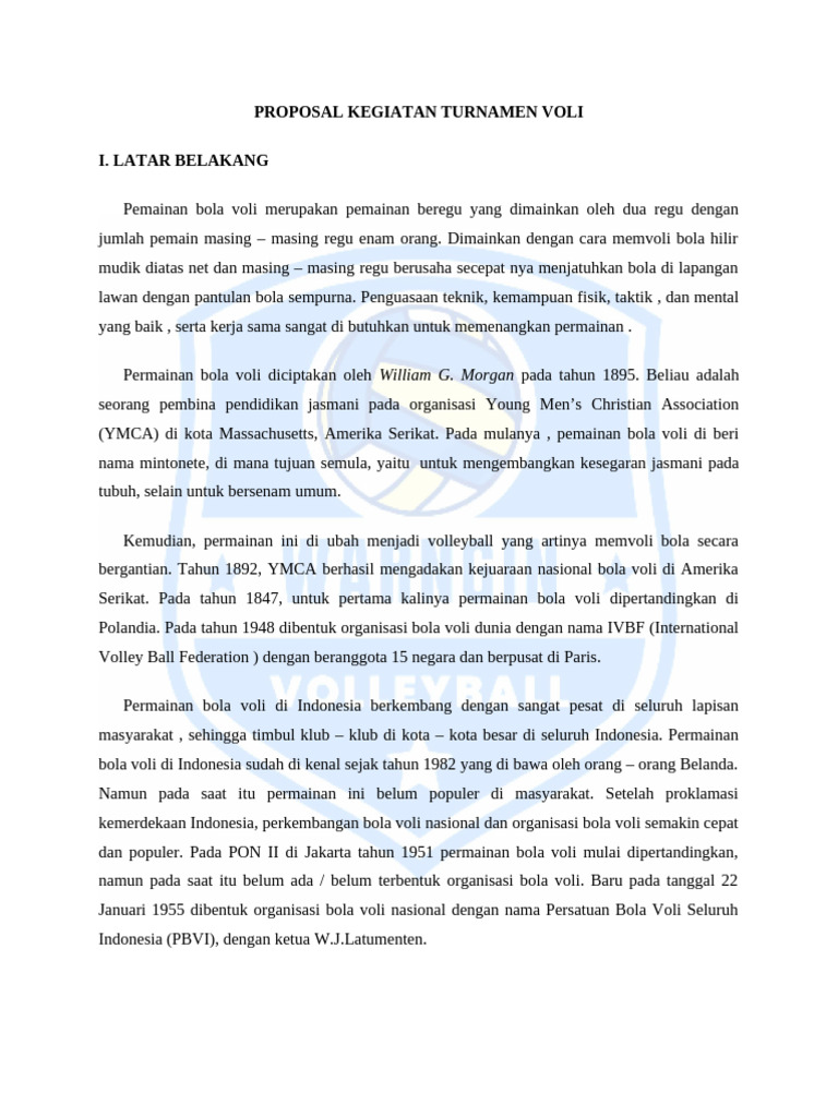 Proposal Kegiatan Turnamen Voli 2025 | PDF