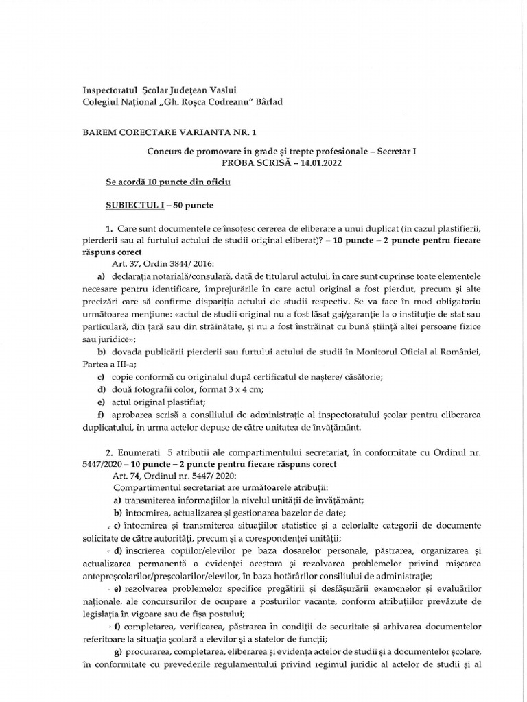 barem corectare | PDF