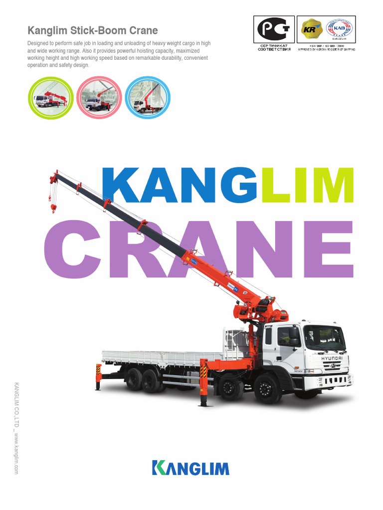 Kanglim Stick-Boom Crane Specifications | PDF | Crane (Machine ...