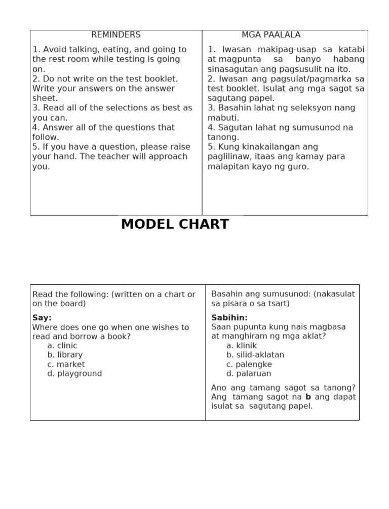 Phil IRI Model Chart | PDF