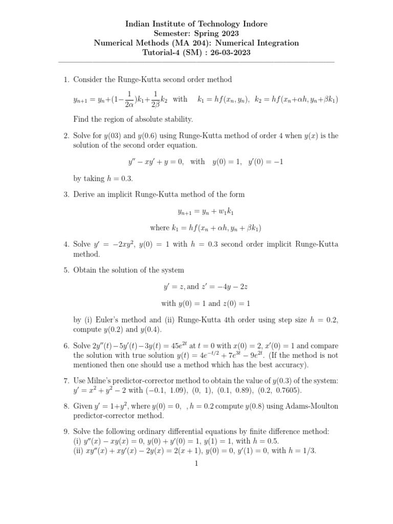 MA204 2023 SM Tutoril 4 | PDF