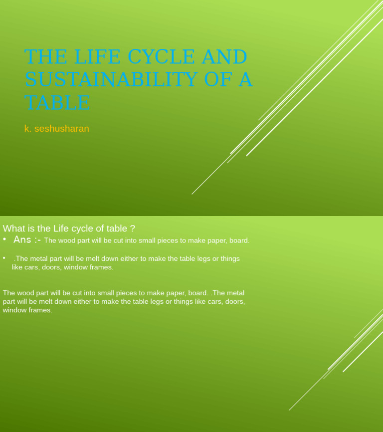 Table Life Cycle and Sustainability | PDF
