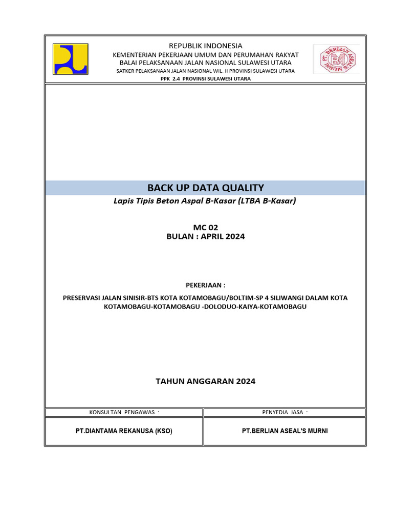 Back Up Data Quality April 2024 Bam 1_051442 | PDF