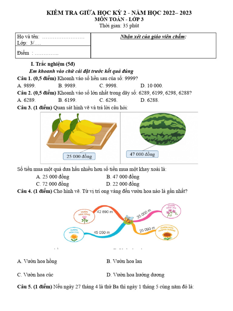 GK2 Toán TV CD L3 | PDF