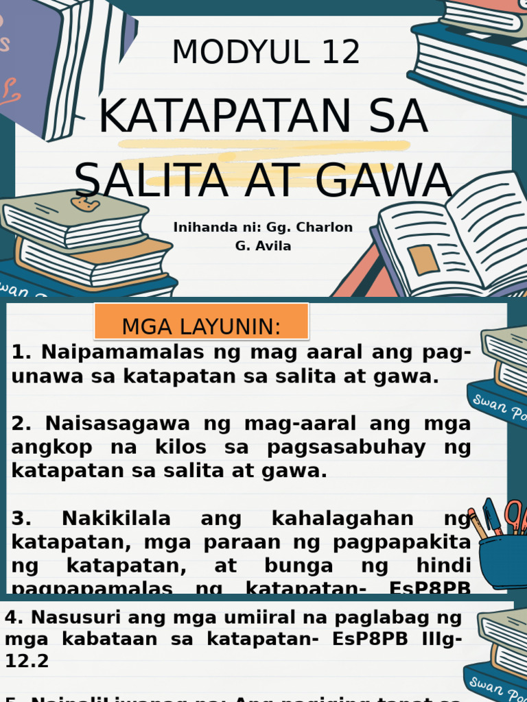 Esp 8 - Quarter 3-Modyul 12 - Katapatan Sa Salita at Gawa | PDF