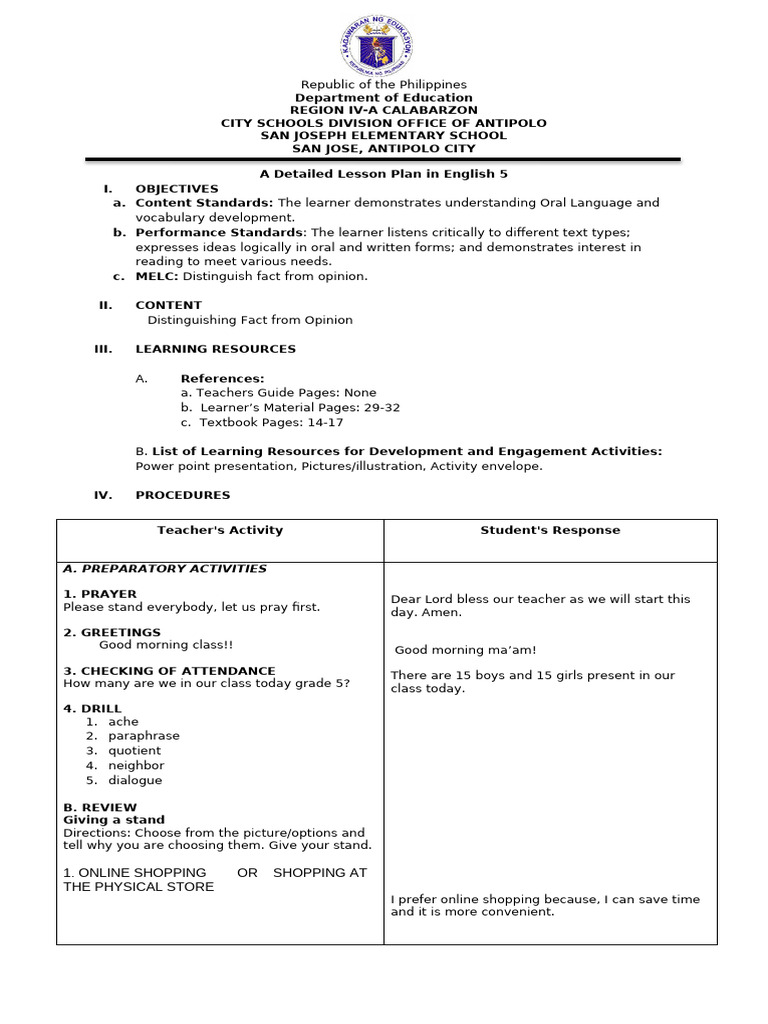 Lesson Plan: Fact vs. Opinion for Grade 5 | PDF | Climate Change | Popcorn