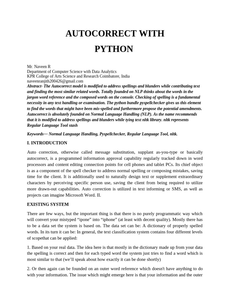 Autocorrect With Python | PDF | Linguistics | Computing