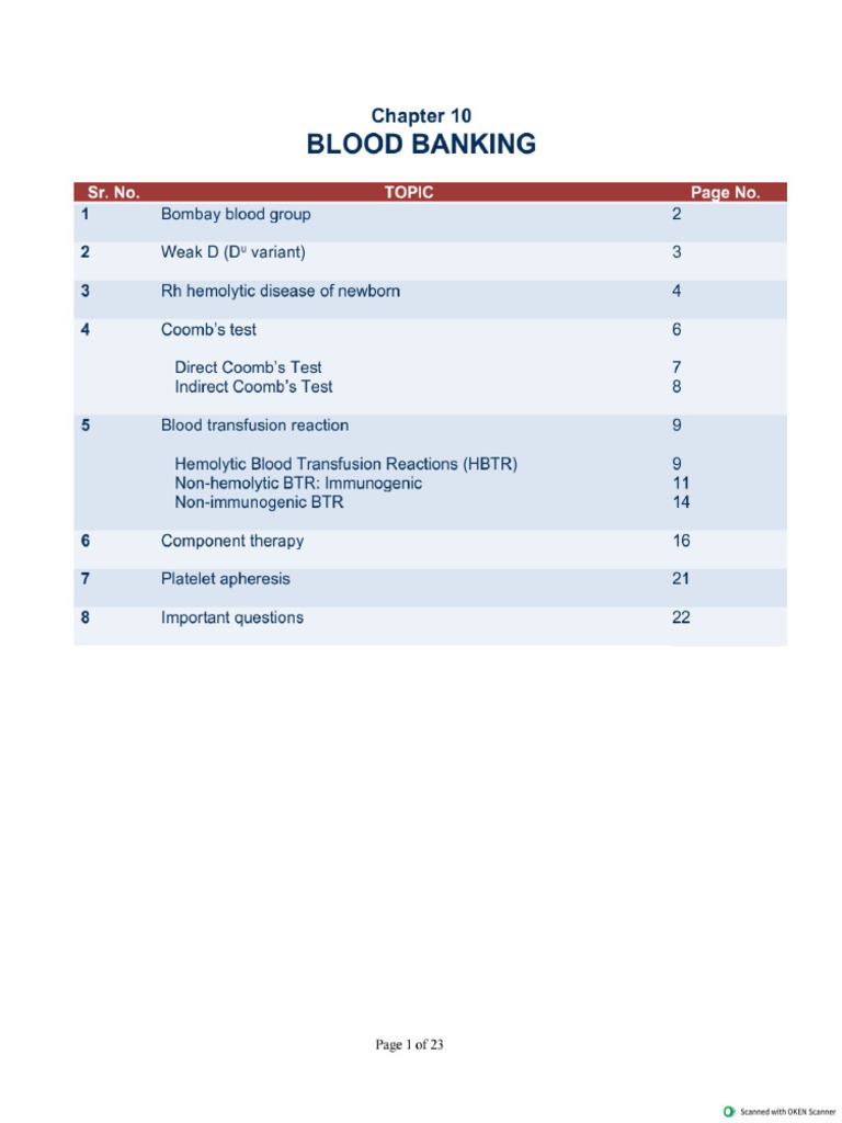 Chapter 10 Blood Banking | PDF