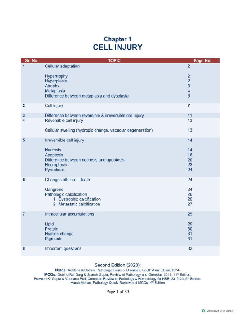 Chapter 1 Cell Injury (2nd Edition) | PDF