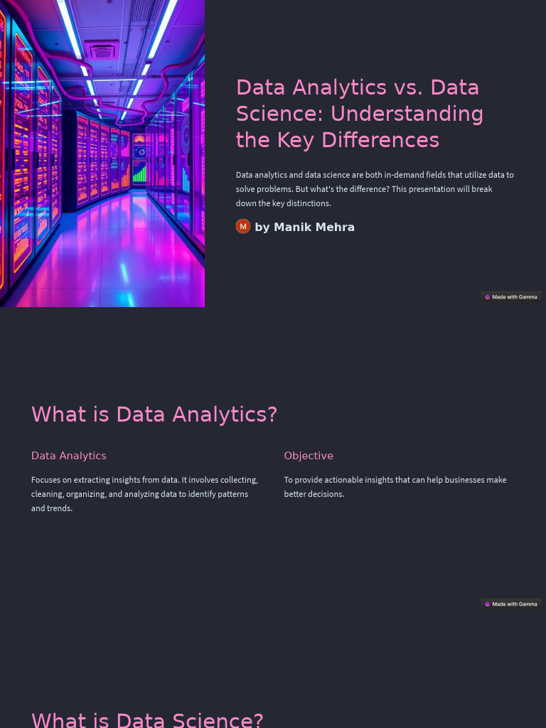 Data Analytics Vs Data Science Understanding The Key Differences | PDF ...