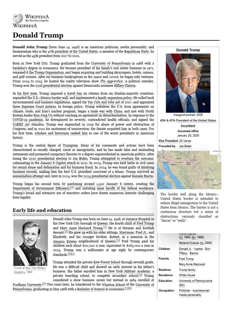 Overview of Donald Trump's Presidency | PDF | Donald Trump | American ...