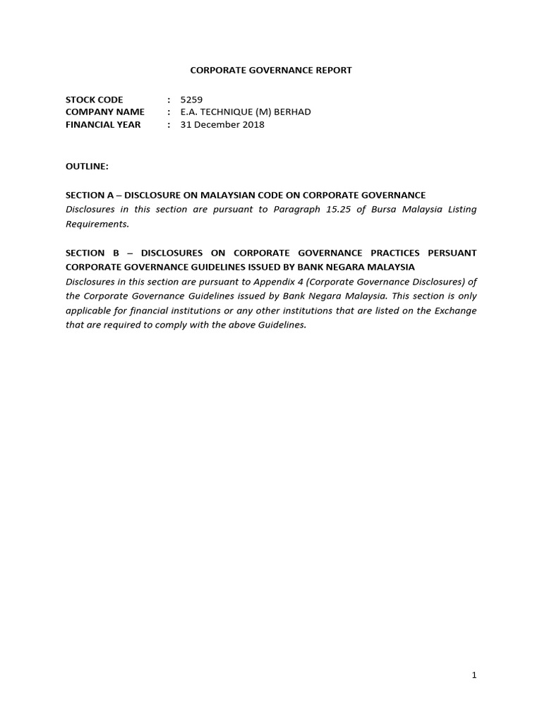 Ar - 2018 - CG Report | PDF | Governance | Integrity