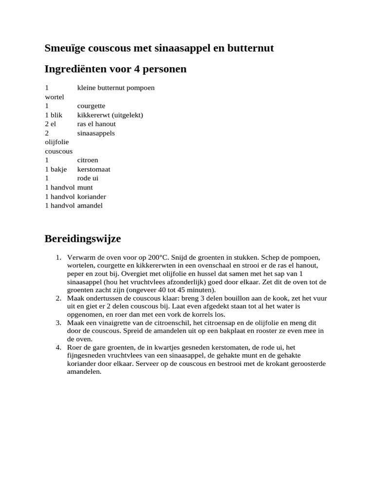 Smeuïge Couscous Met Sinaasappel en Butternut | PDF