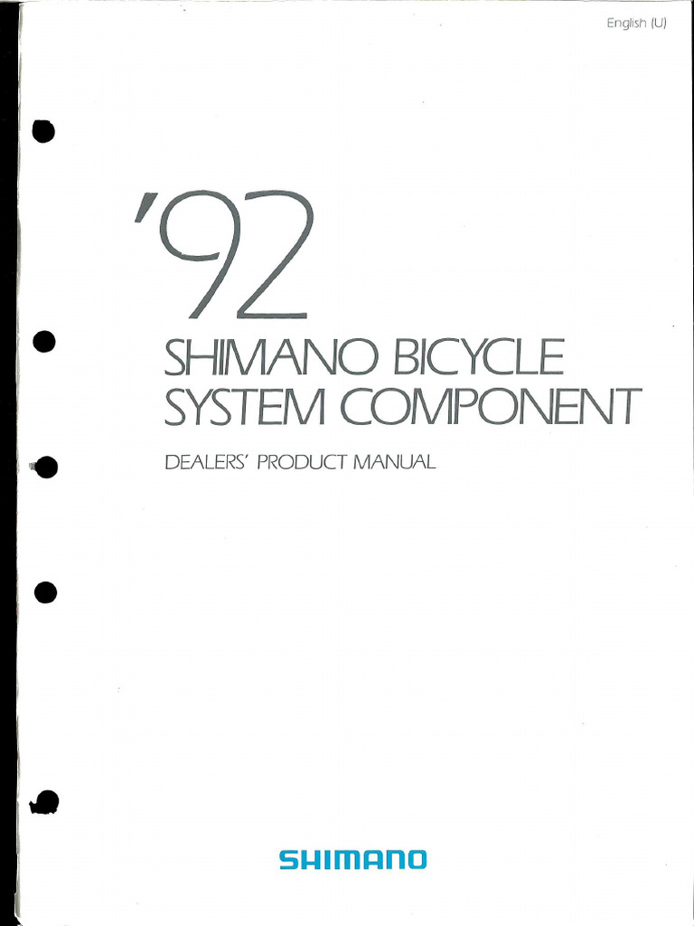 1992 Shimano Bicycle System Component Dealer Product Manual | PDF