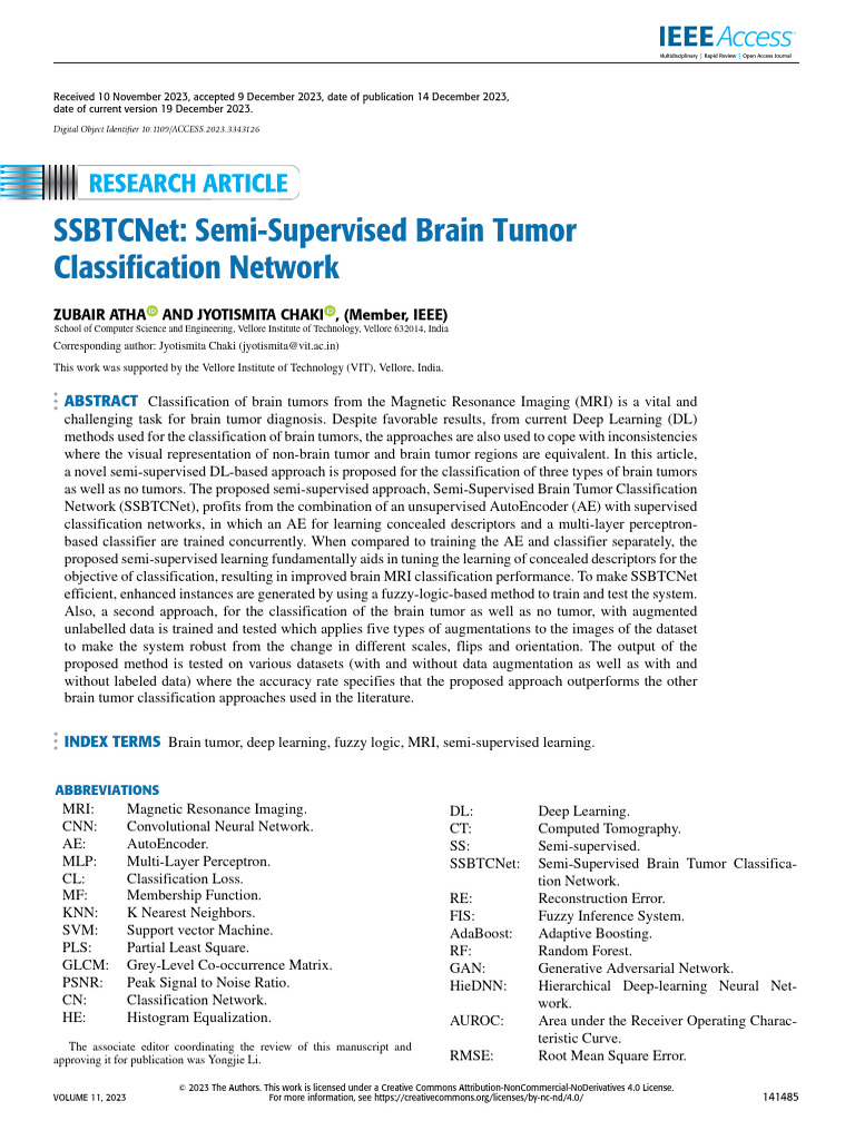 SSBTCNet Semi-Supervised Brain Tumor Classification Network | PDF | Deep Learning | Magnetic ...