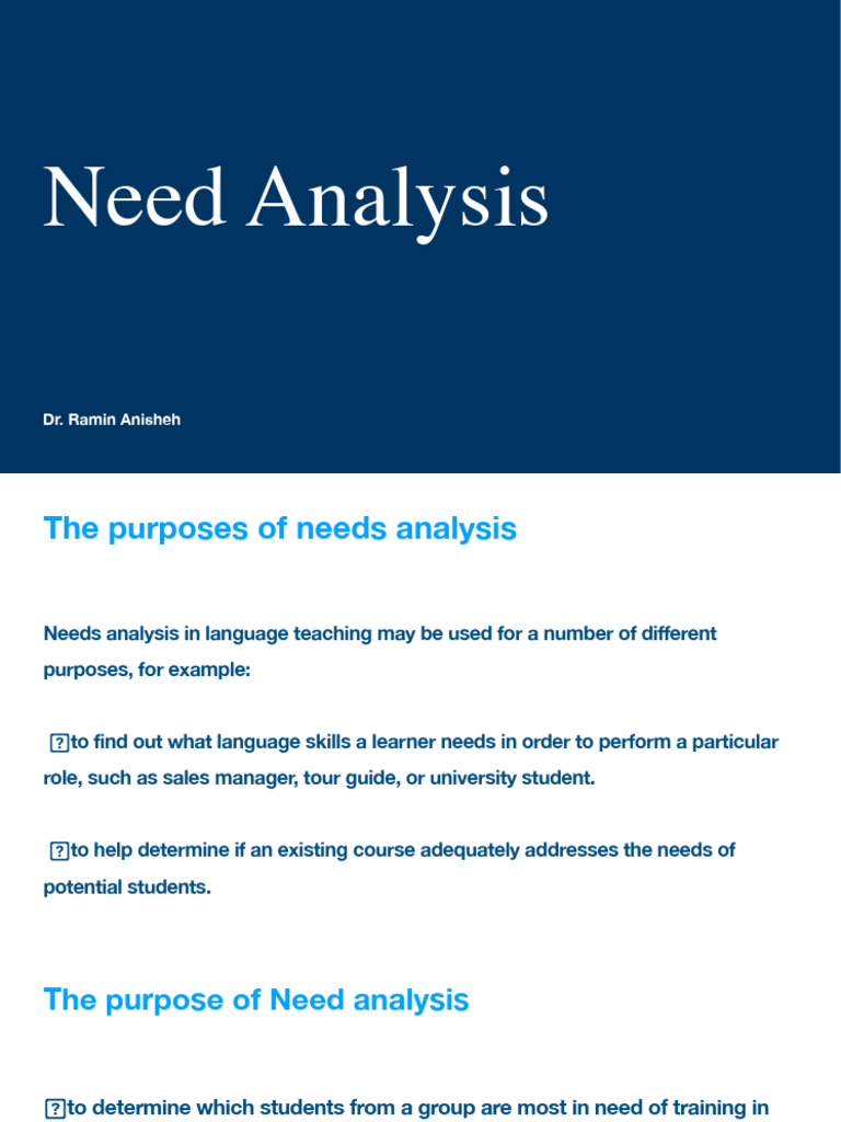 Need Analysis | PDF | Curriculum | Learning