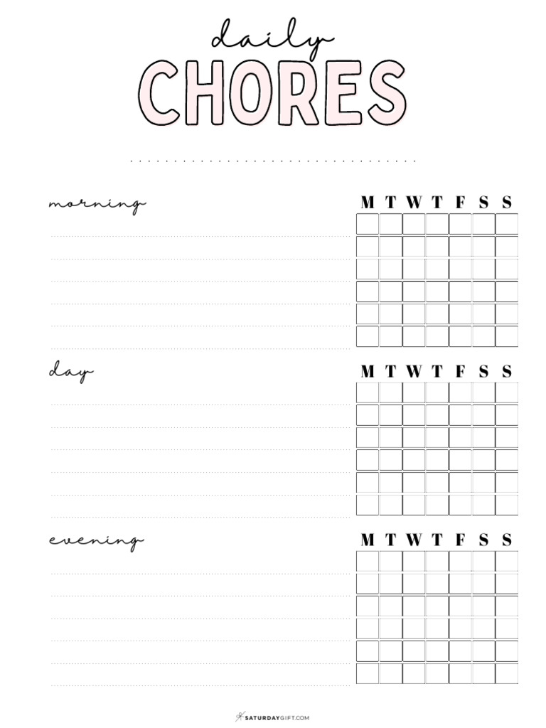 Daily Chores Pretty Daily To Do Lists SaturdayGift | PDF