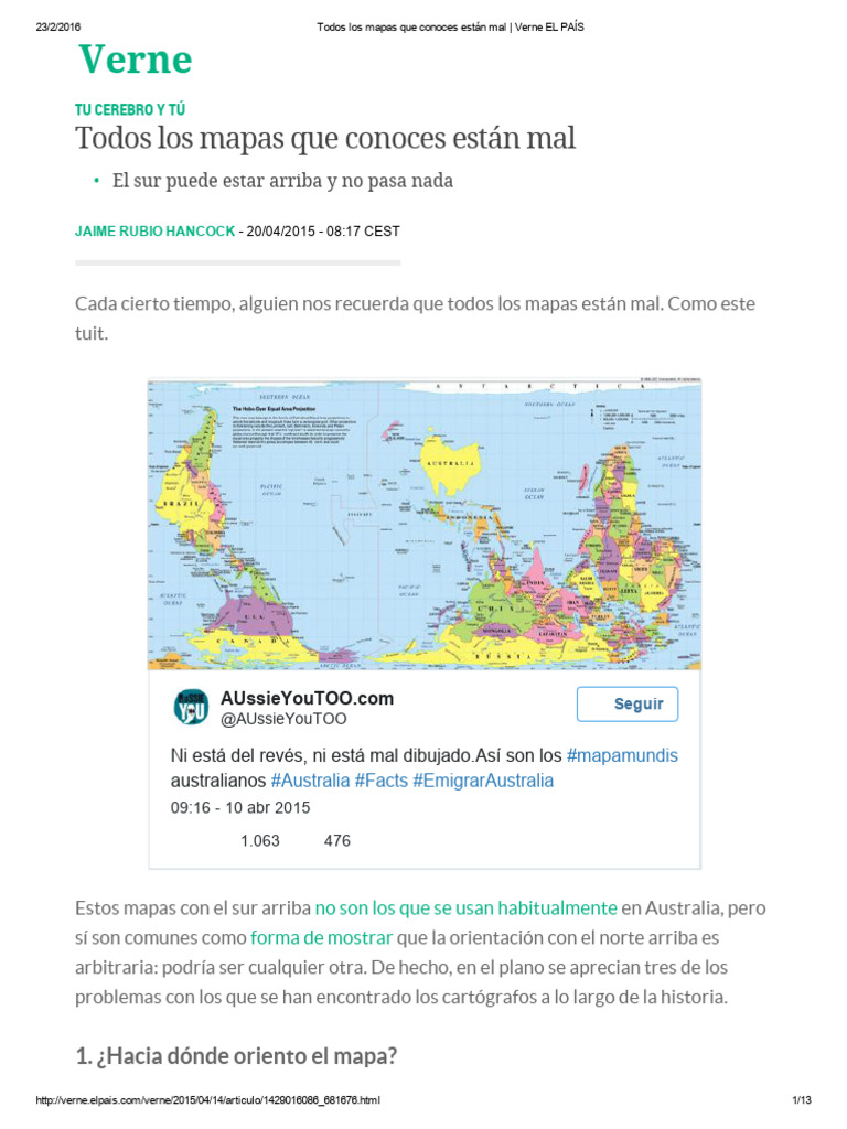 Imaginacion Sociologica Convenciones Todos Los Mapas Que Conoces Están Mal - Verne EL PAÍS | PDF