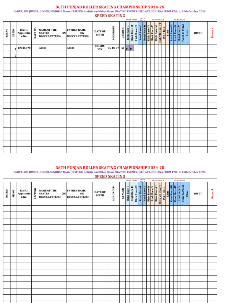 Punjab Roller Skating Championship 2024 | PDF | Roller Skating | Ice Sports
