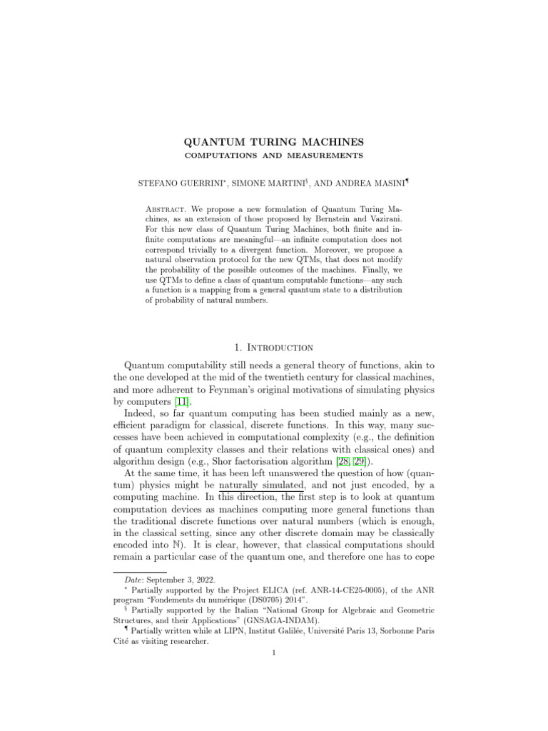 Quantum Turing Machines Explained | PDF | Basis (Linear Algebra ...